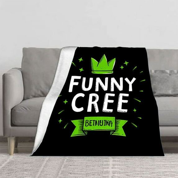 Durable Soft & Warm Flannel Blanket - Cozy Green Crown & Star Design ...