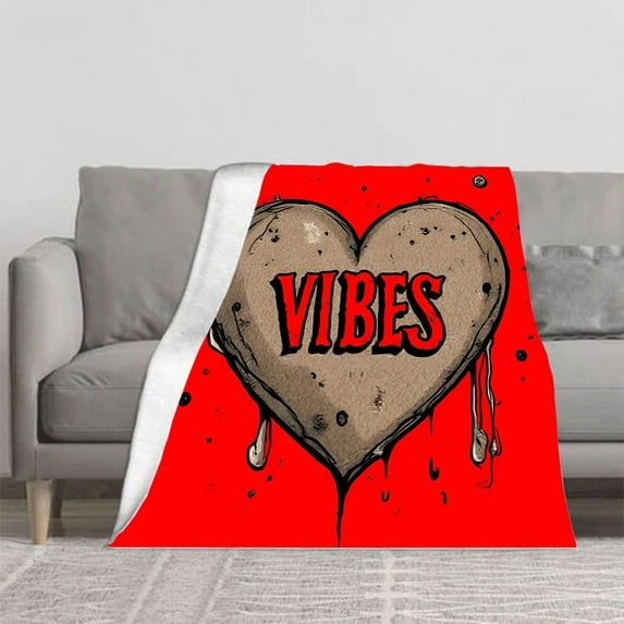Durable Soft & Warm Flannel Blanket - Cozy Heart Design with Bold ...