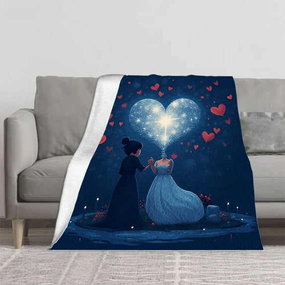 Durable Soft & Warm Flannel Blanket - Cozy Heart Pattern Design for ...