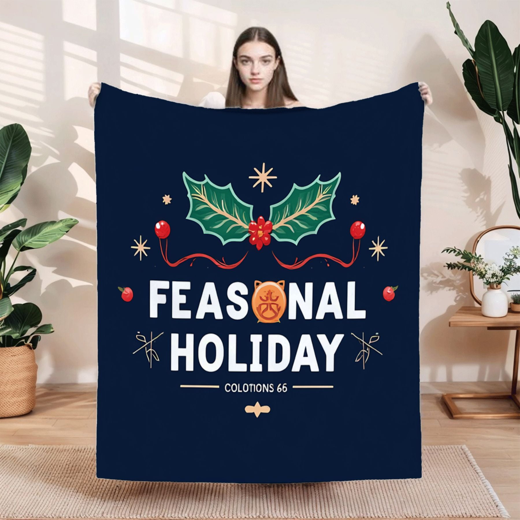 Durable Soft & Warm Flannel Blanket - Cozy Holiday Design with Festive ...