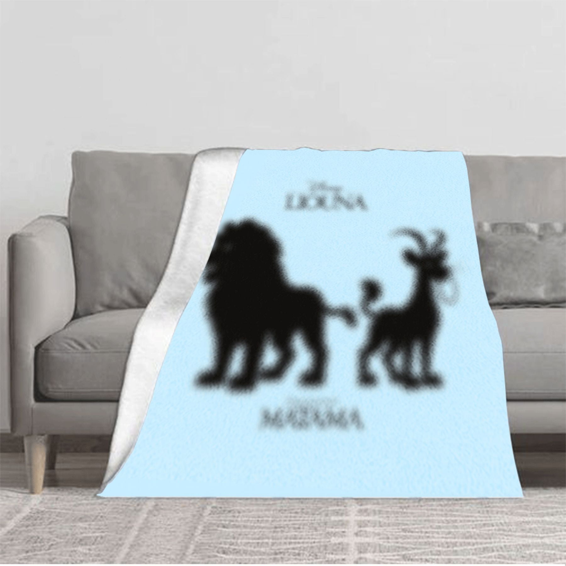 Durable Soft & Warm Flannel Blanket - Cozy Lion & Goat Silhouette ...
