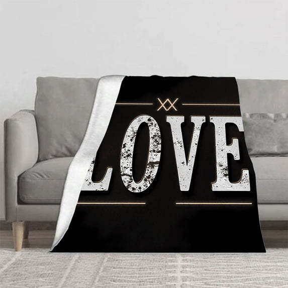 Durable Soft & Warm Flannel Blanket - Cozy Love Design with Distressed ...