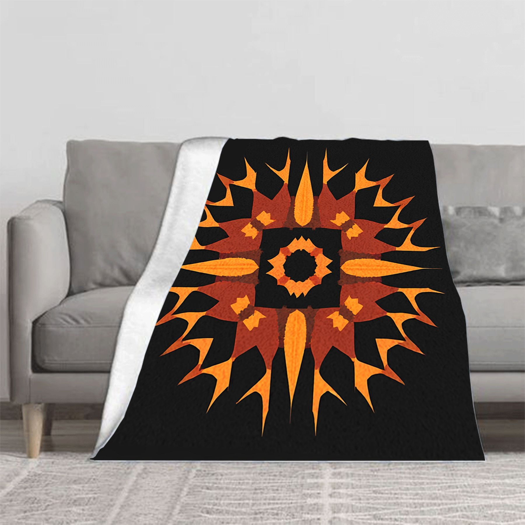 Durable Soft & Warm Flannel Blanket - Cozy Mandala Star Pattern in Warm ...