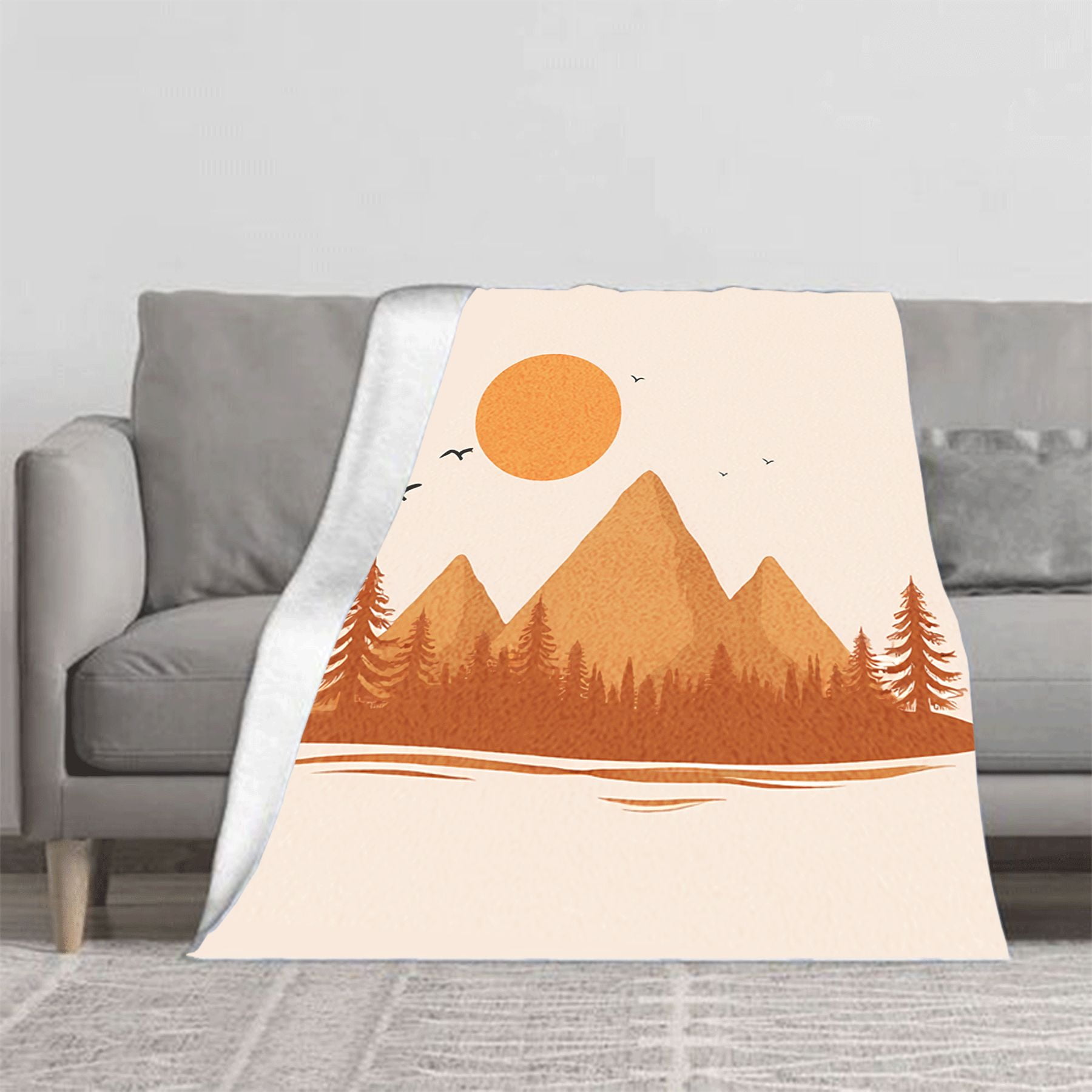 Durable Soft & Warm Flannel Blanket - Cozy Mountain Landscape Design ...