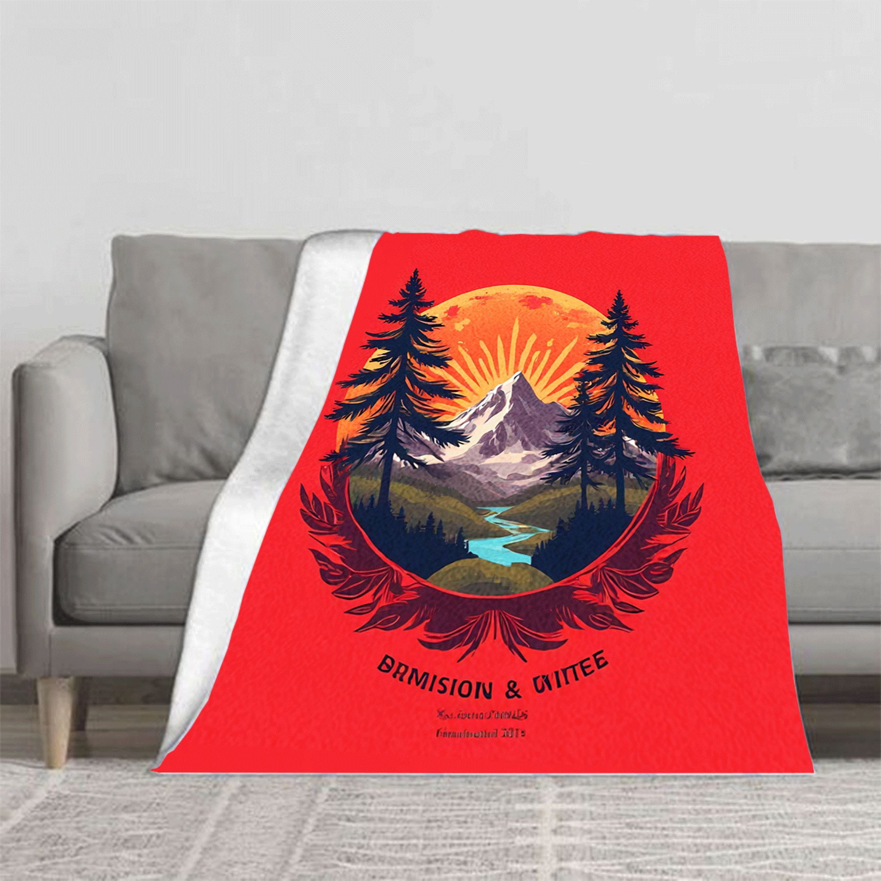 Durable Soft & Warm Flannel Blanket - Cozy Mountain Landscape Design ...