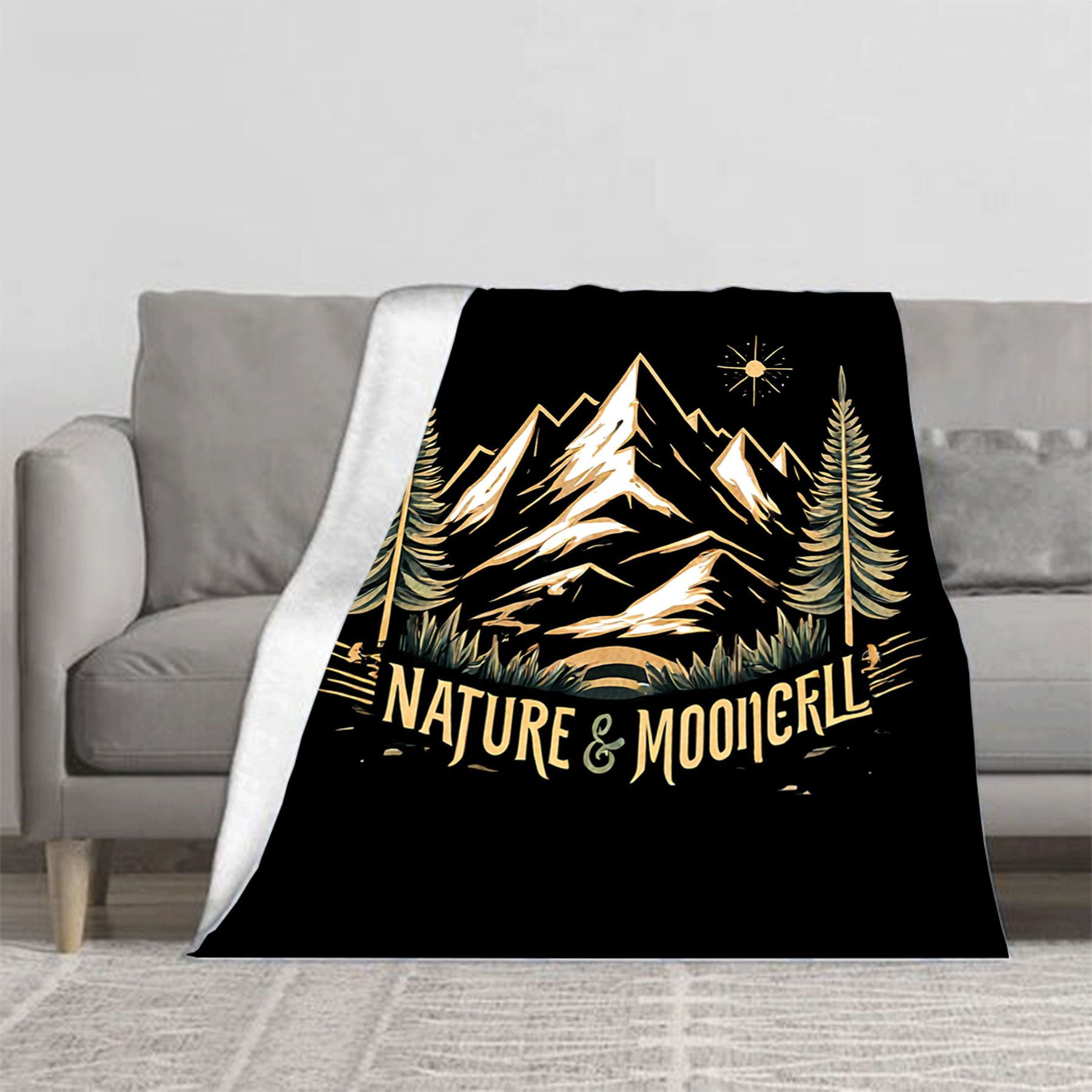Durable Soft & Warm Flannel Blanket - Cozy Mountain Landscape Design ...
