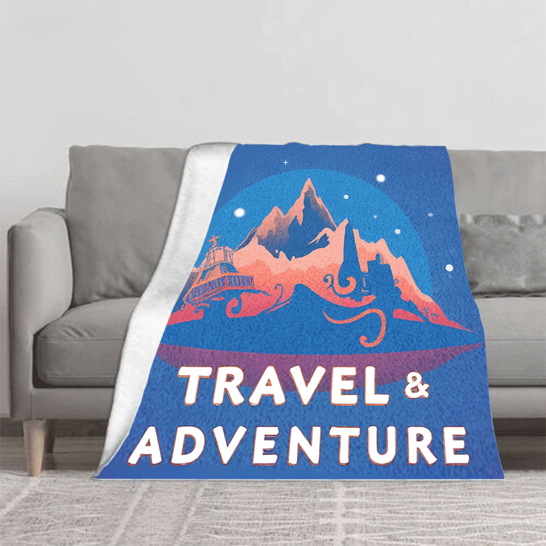 Durable Soft & Warm Flannel Blanket - Cozy Mountain Range Design with ...