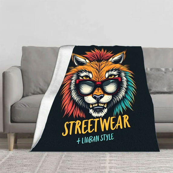 Durable Soft & Warm Flannel Blanket - Cozy Multicolored Lion Design for ...