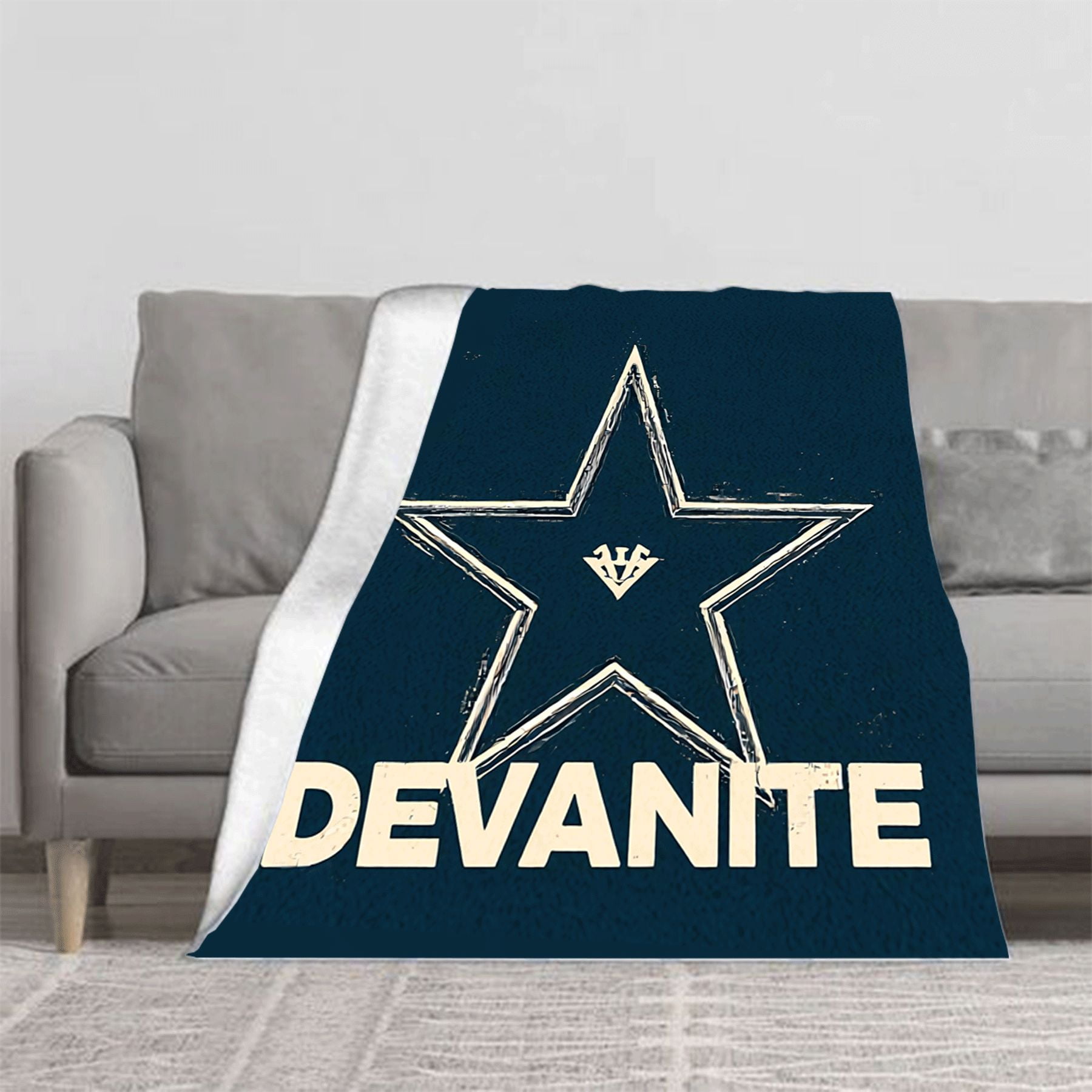 Durable Soft & Warm Flannel Blanket - Cozy Navy Blue Star Design with ...