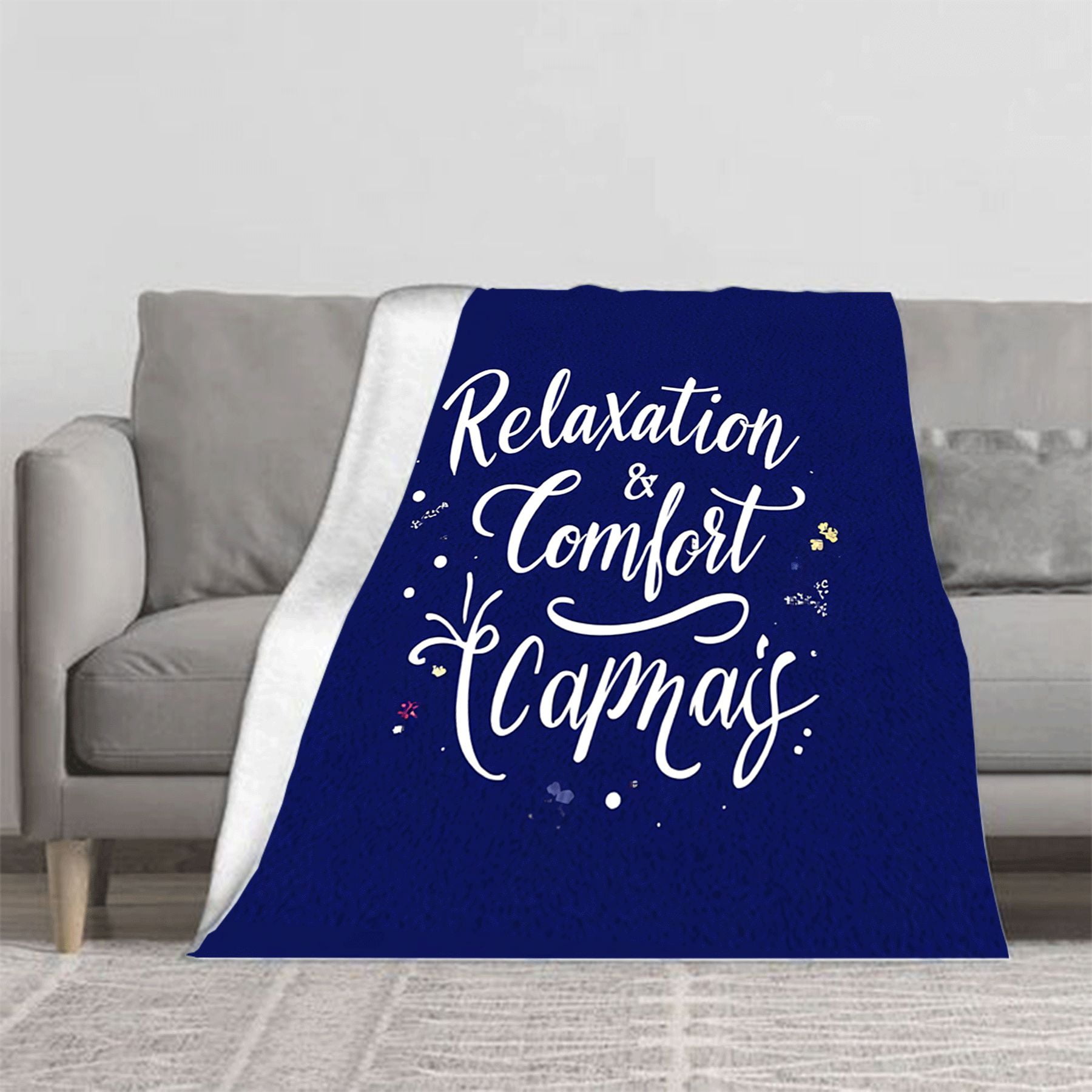 Durable Soft & Warm Flannel Blanket - Cozy Navy Blue with White Cursive ...