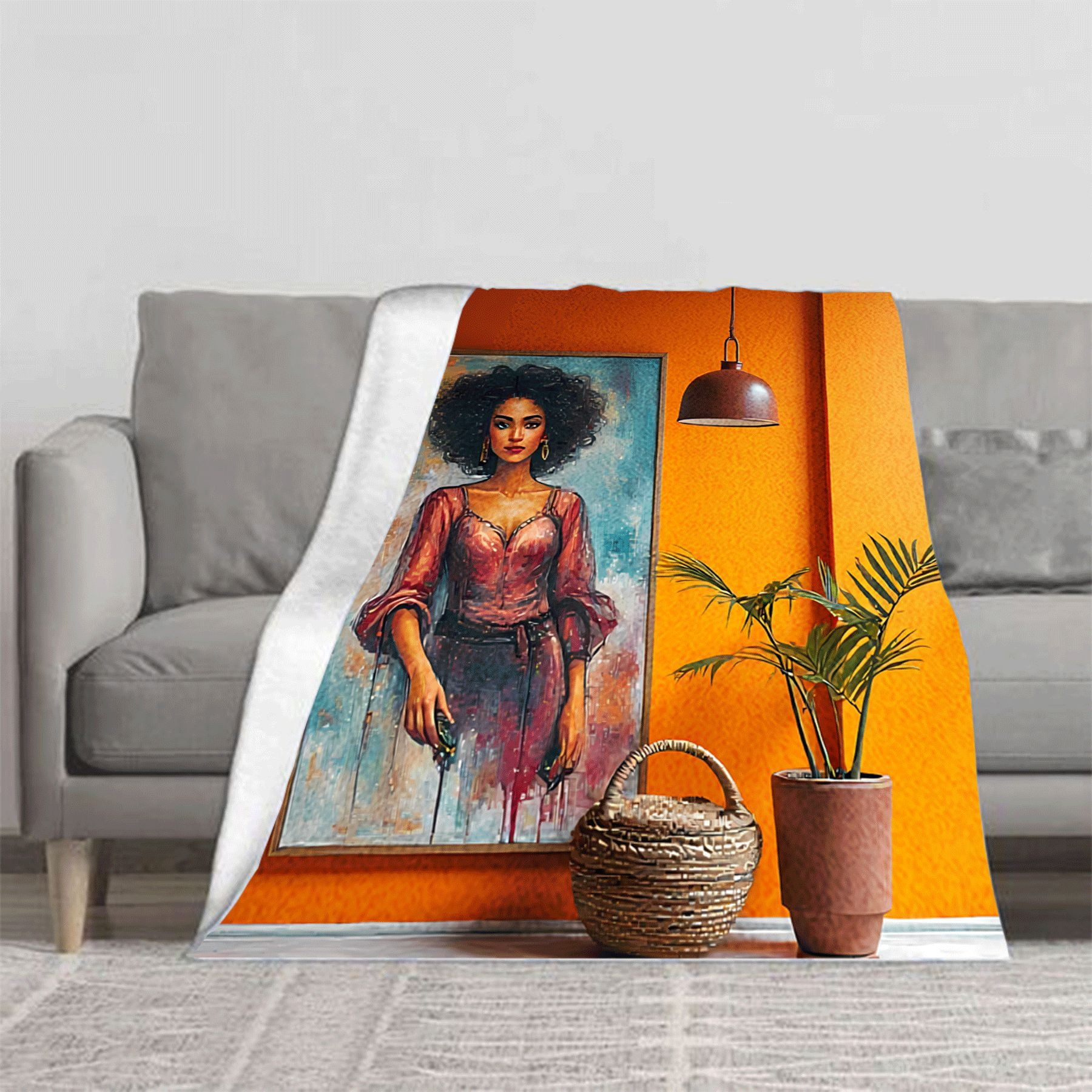 Durable Soft & Warm Flannel Blanket - Cozy Orange & Red Pattern Perfect ...