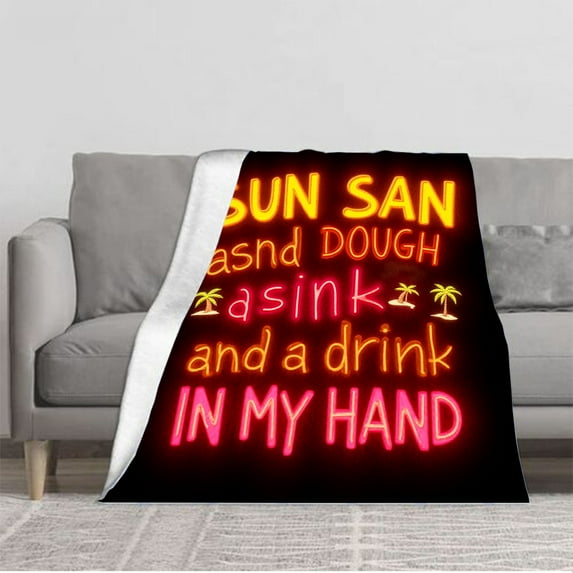 Durable Soft & Warm Flannel Blanket - Cozy Palm Tree Pattern for Sofa ...