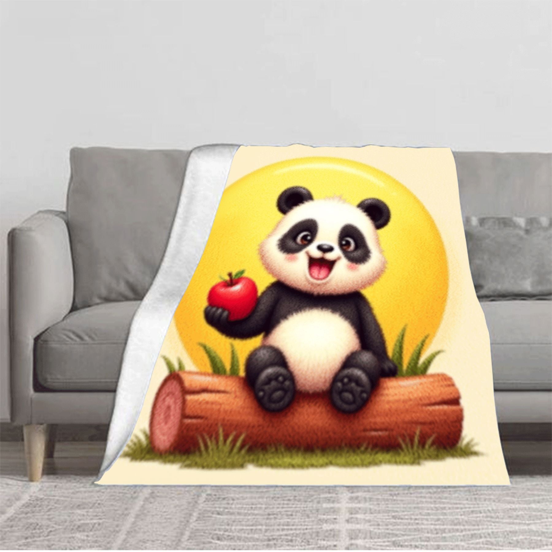 Durable Soft & Warm Flannel Blanket - Cozy Panda Design for Sofa Travel ...