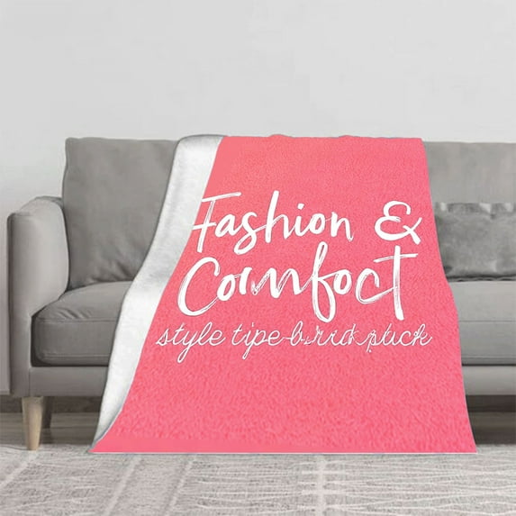 Durable Soft & Warm Flannel Blanket - Cozy Pink Cursive Design for Sofa ...