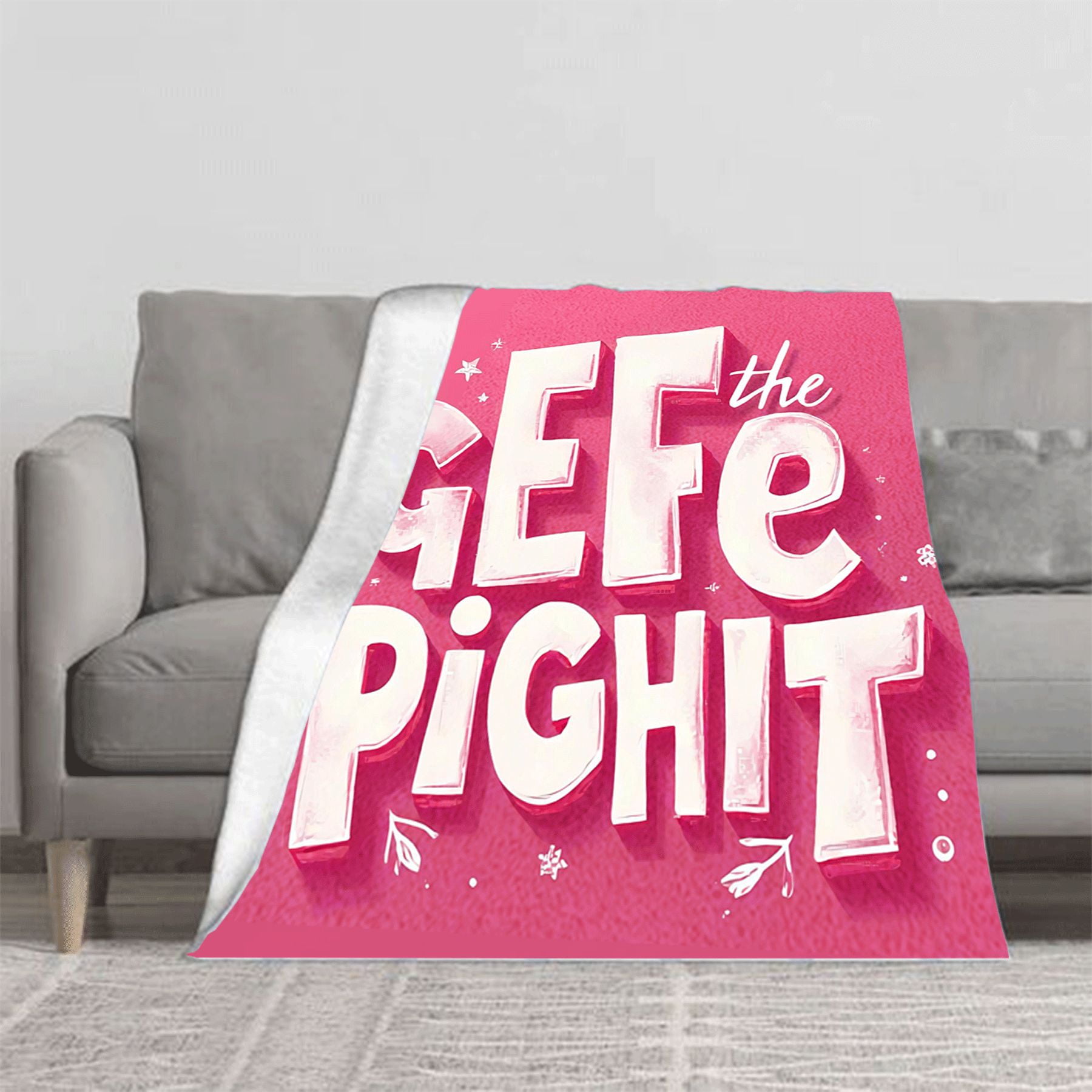 Durable Soft & Warm Flannel Blanket - Cozy Pink Festive Design for Sofa ...