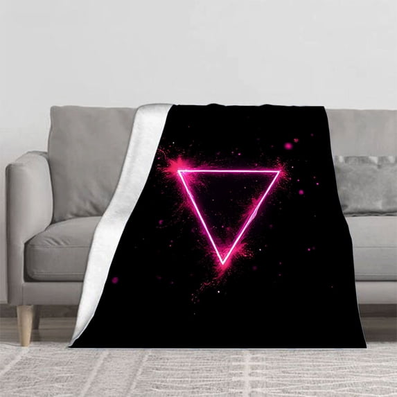 Durable Soft & Warm Flannel Blanket - Cozy Pink Triangle Design Vibrant ...