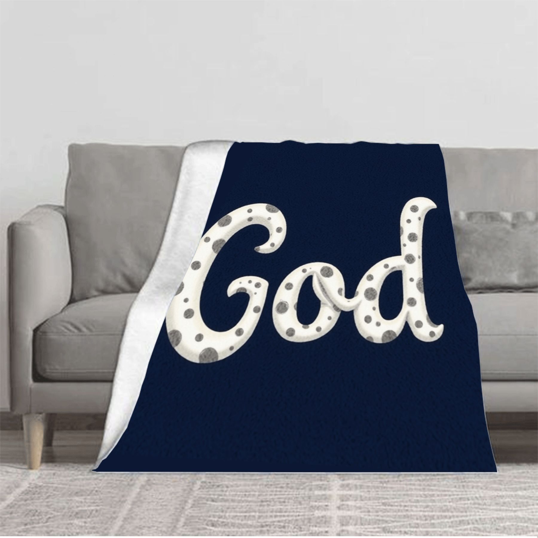 Durable Soft & Warm Flannel Blanket - Cozy Polka Dot Design in White ...
