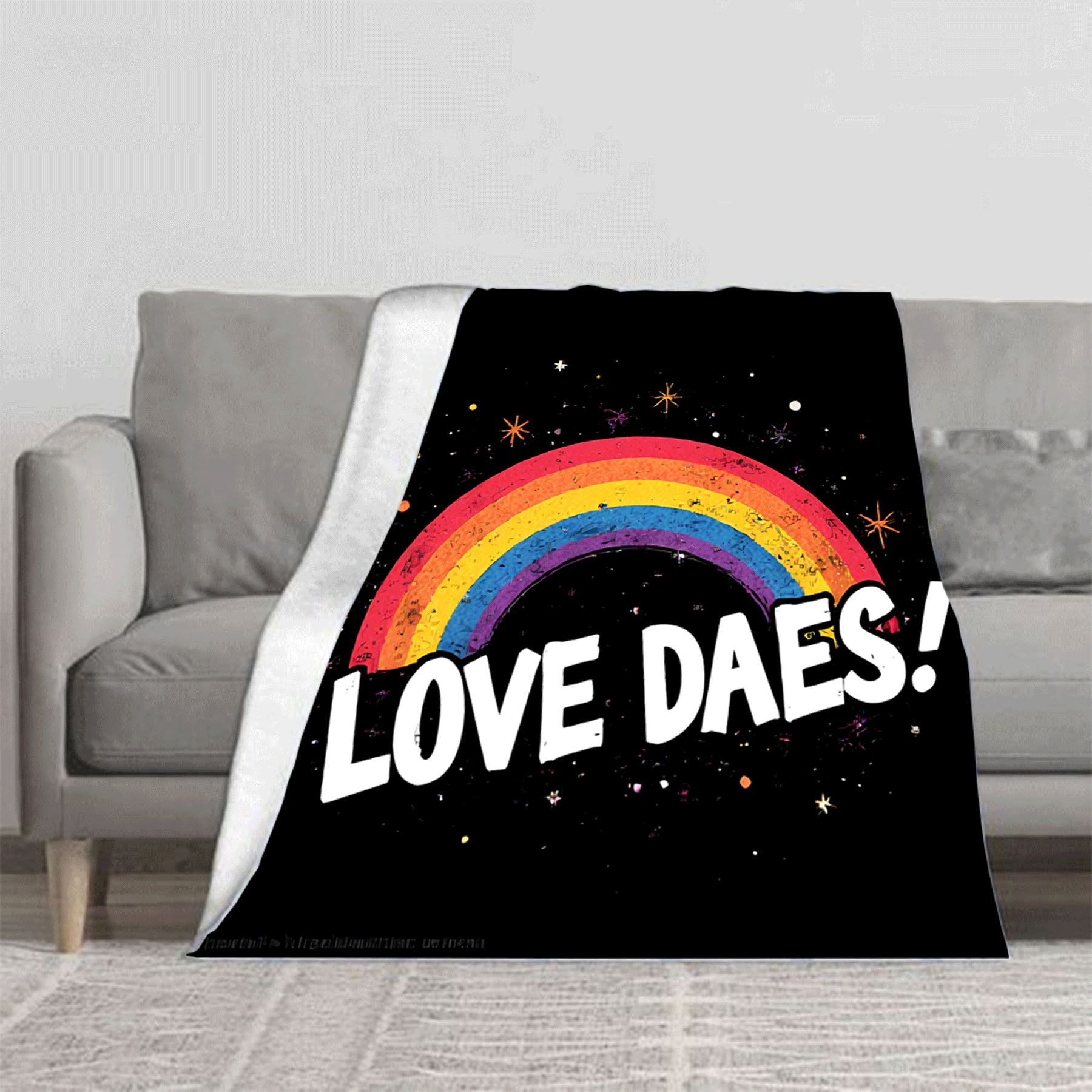 Durable Soft & Warm Flannel Blanket - Cozy Rainbow Design for Sofa ...