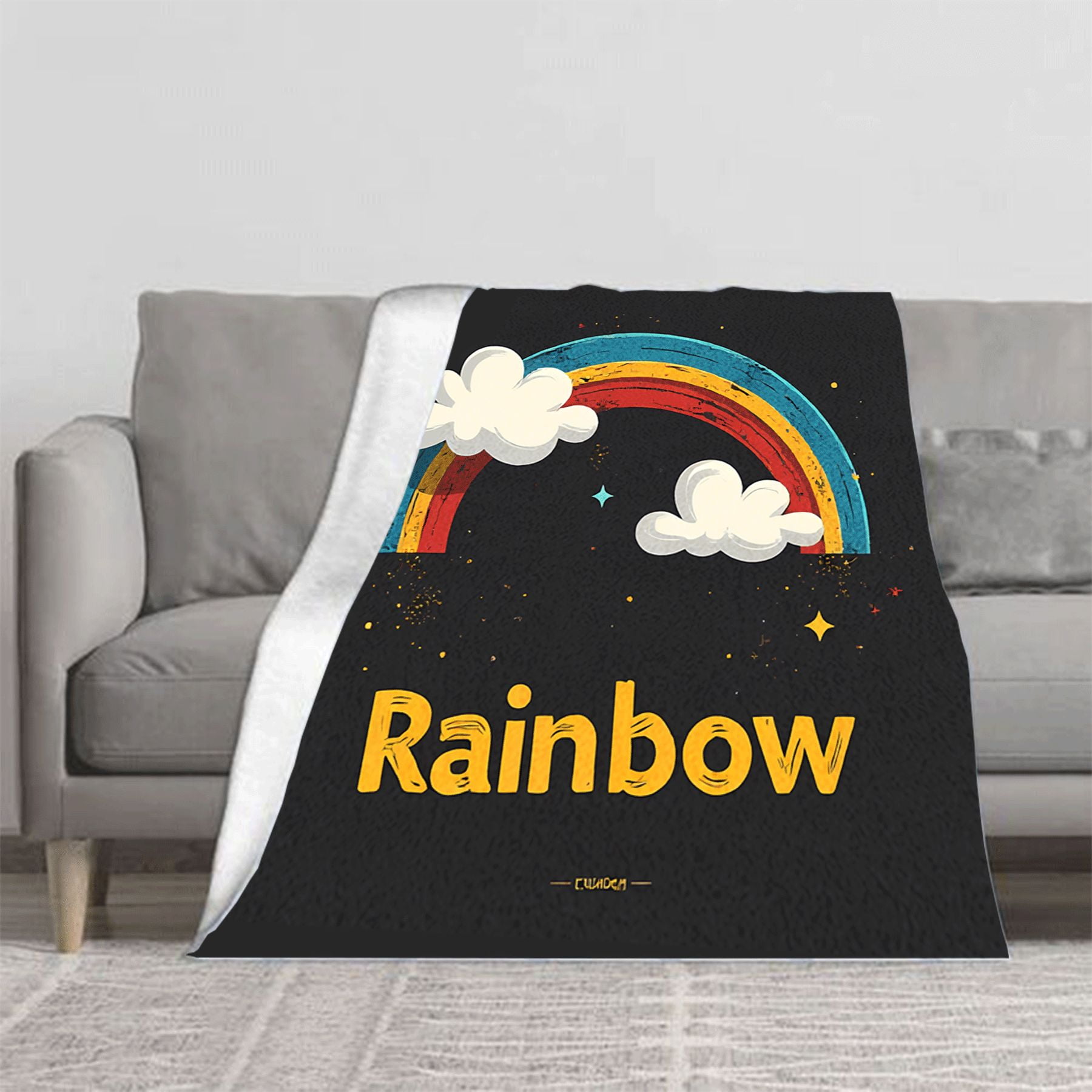 Durable Soft & Warm Flannel Blanket - Cozy Rainbow Design with Fluffy ...