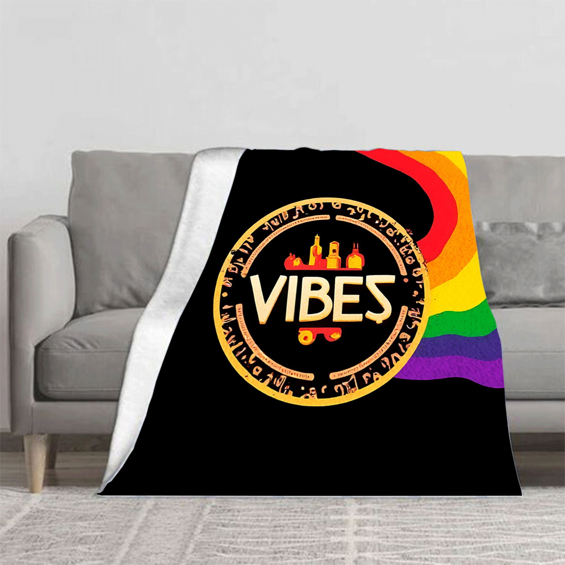 Durable Soft & Warm Flannel Blanket - Cozy Rainbow Pattern Design for ...