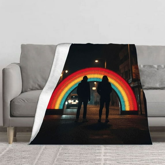 Durable Soft & Warm Flannel Blanket - Cozy Rainbow Pattern Design for ...