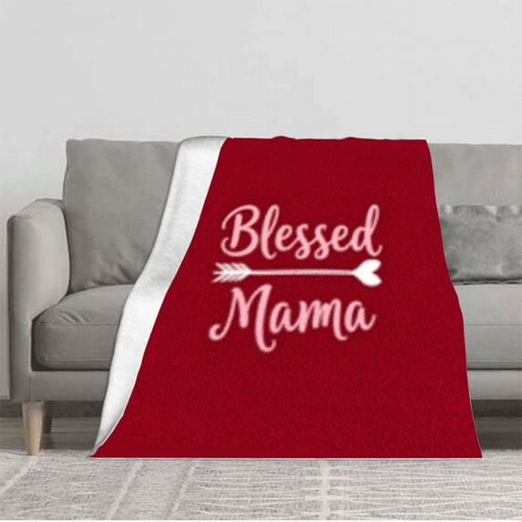 Durable Soft & Warm Flannel Blanket - Cozy Red ' Blessed ' Design with ...