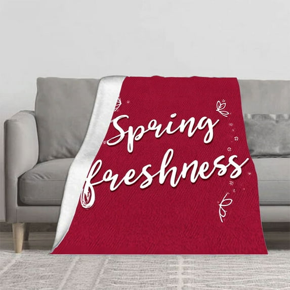 Durable Soft & Warm Flannel Blanket - Cozy Red Design with White ...