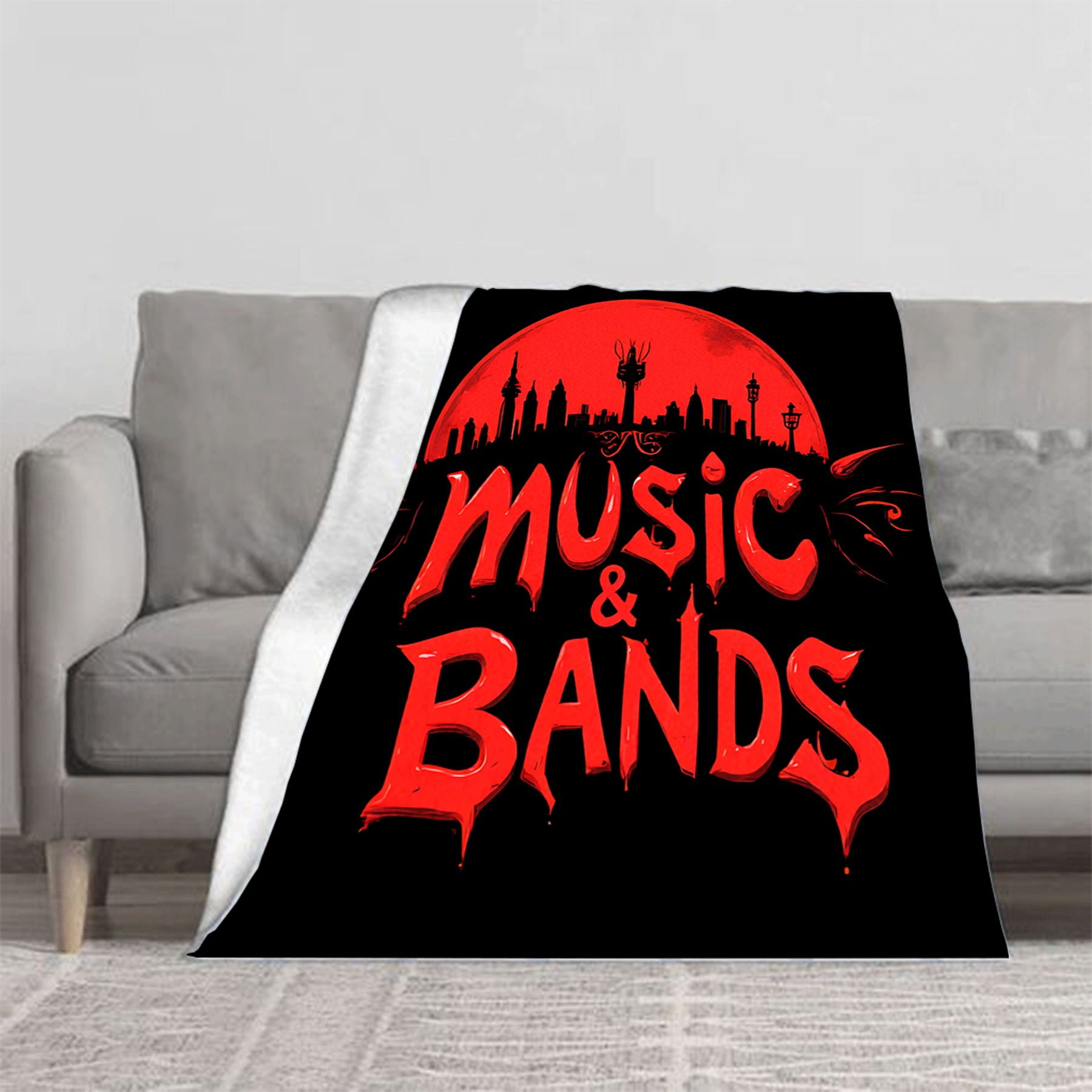 Durable Soft & Warm Flannel Blanket - Cozy Red Moon Design with ...