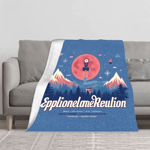 Durable Soft & Warm Flannel Blanket - Cozy Red Moon & Knife Design ...