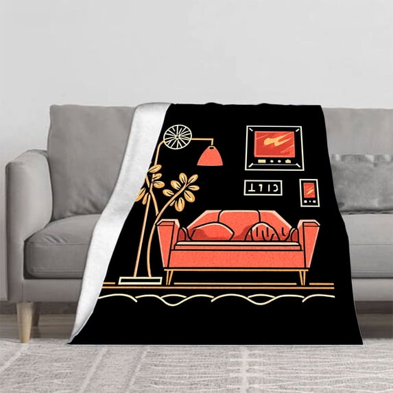 Durable Soft & Warm Flannel Blanket - Cozy Red & Yellow Flame Design ...