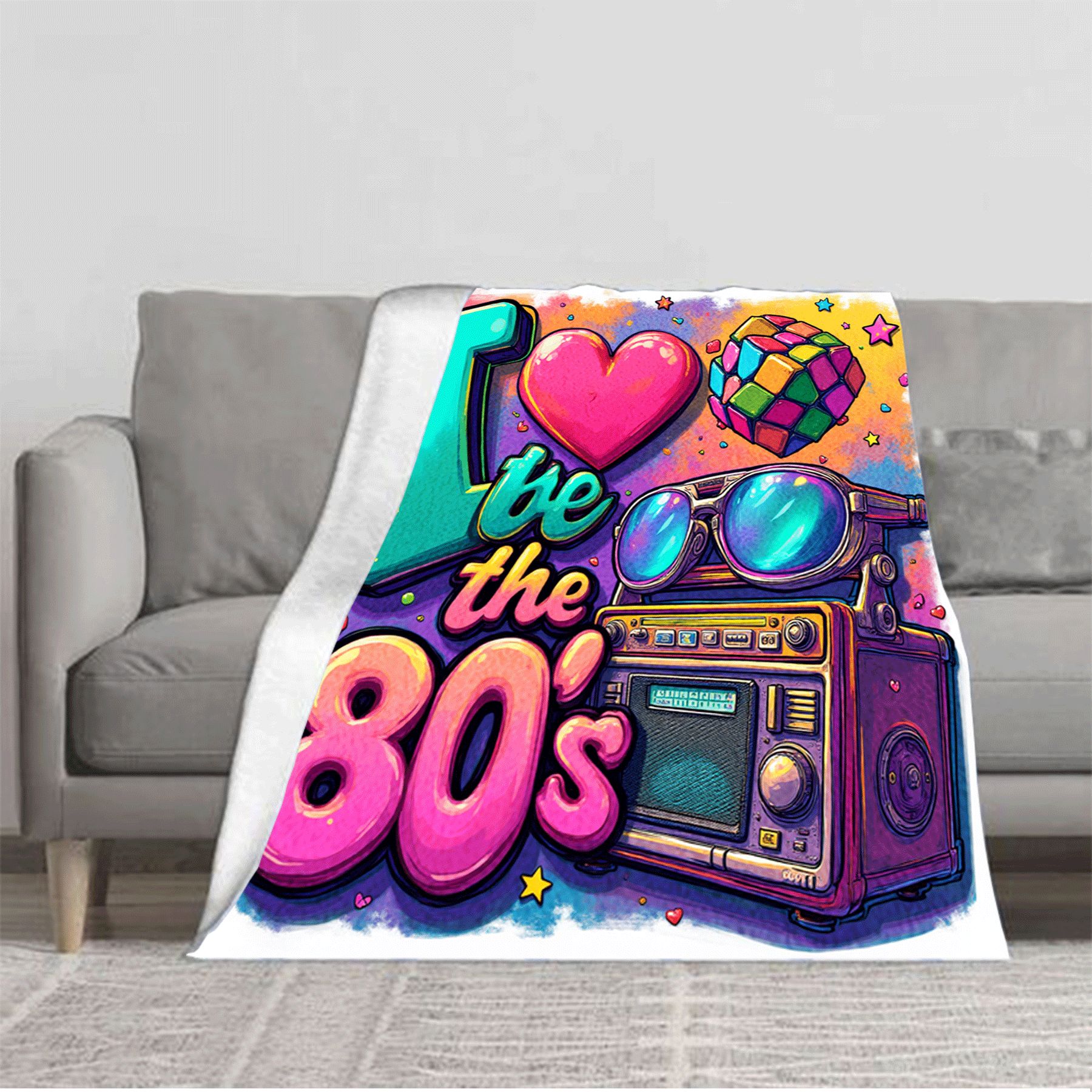 Durable Soft & Warm Flannel Blanket - Cozy Retro 80 ' s Design Perfect ...
