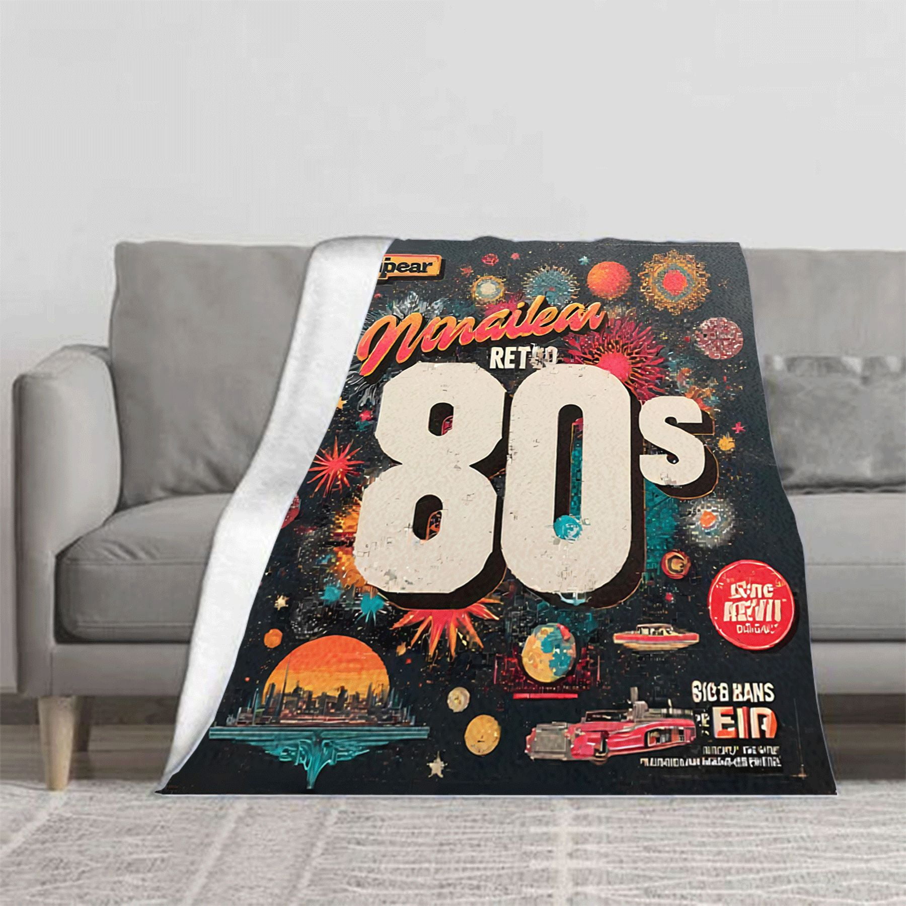 Durable Soft & Warm Flannel Blanket - Cozy Retro 80s Design with ...