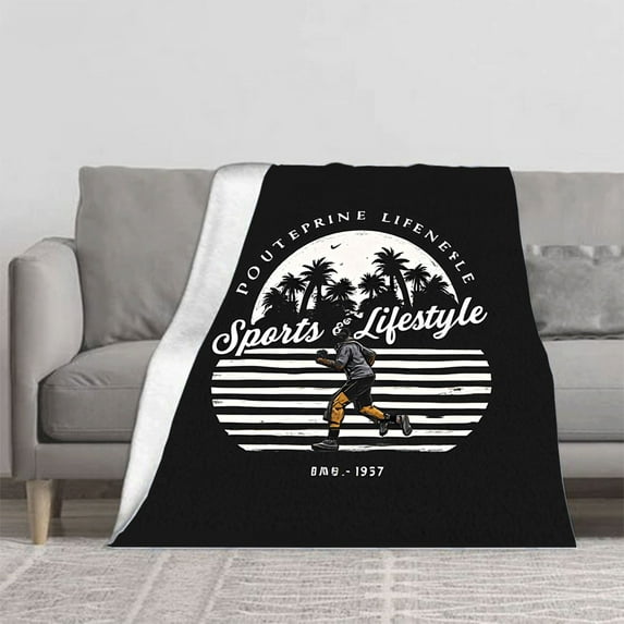 Durable Soft & Warm Flannel Blanket - Cozy Retro Design with Palm Trees ...