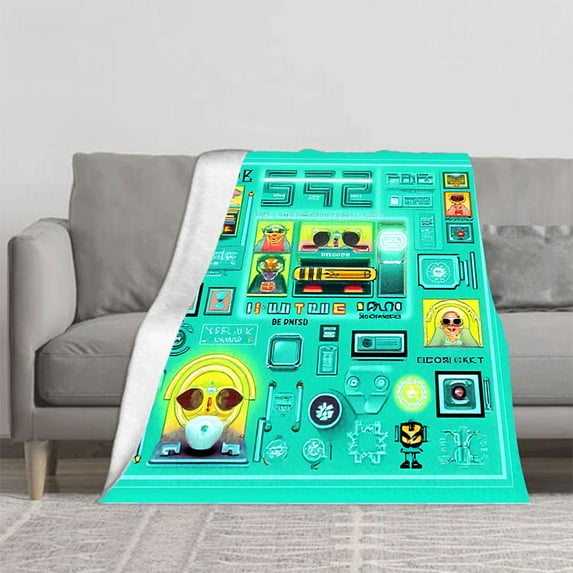 Durable Soft & Warm Flannel Blanket - Cozy Retro - Futuristic Design ...