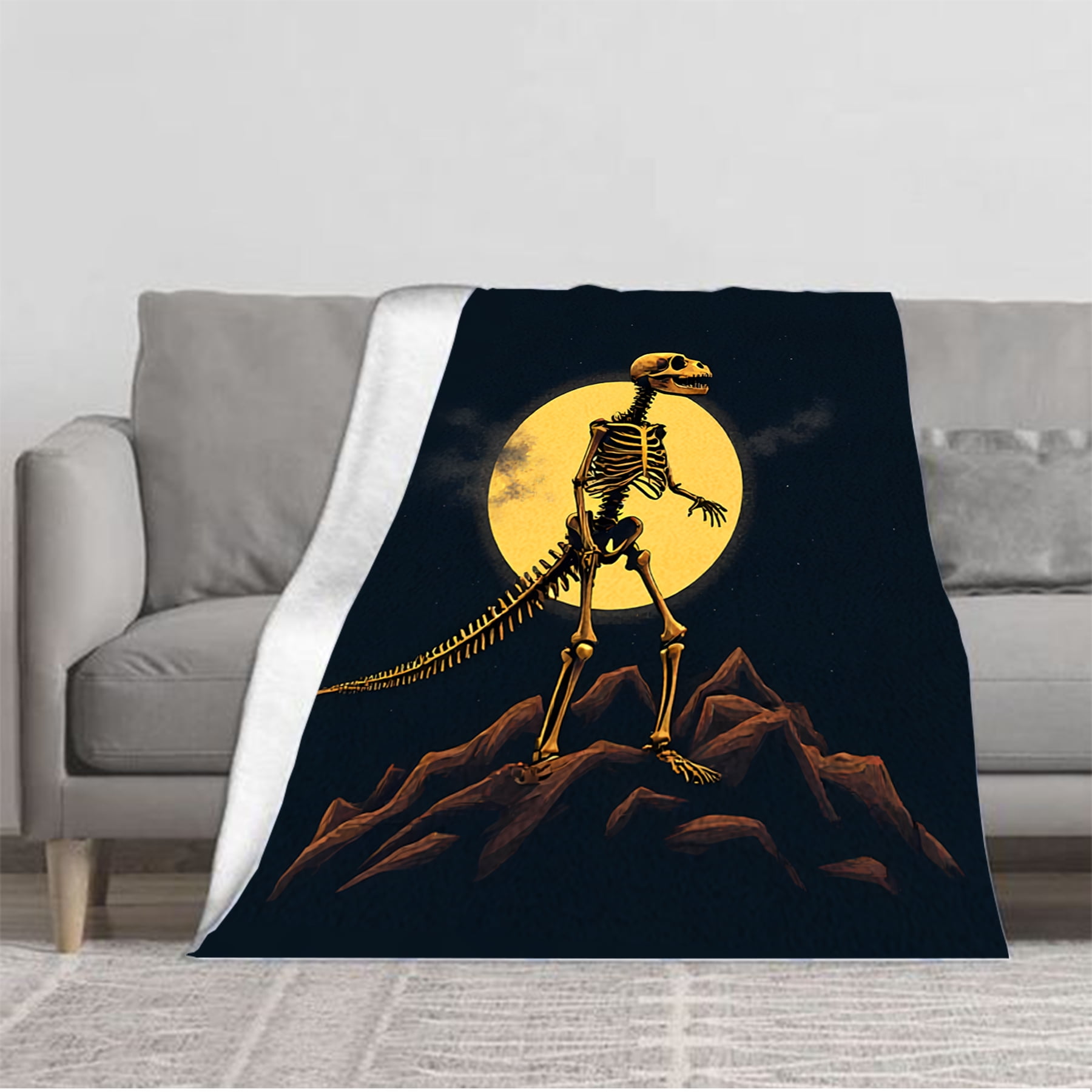 Durable Soft & Warm Flannel Blanket - Cozy Skeleton Design for Sofa ...