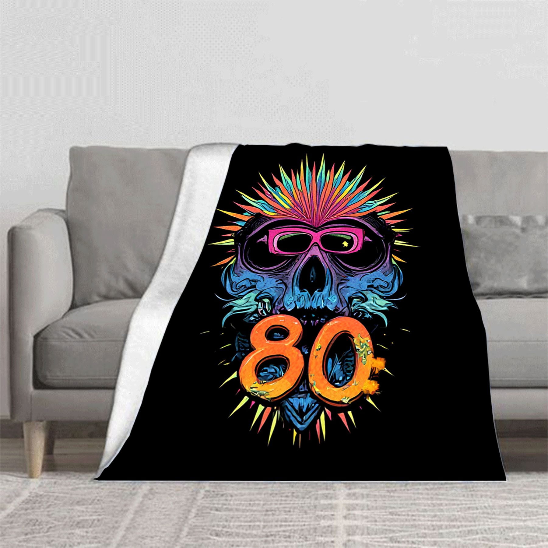 Durable Soft & Warm Flannel Blanket - Cozy Skull Design with Colorful ...