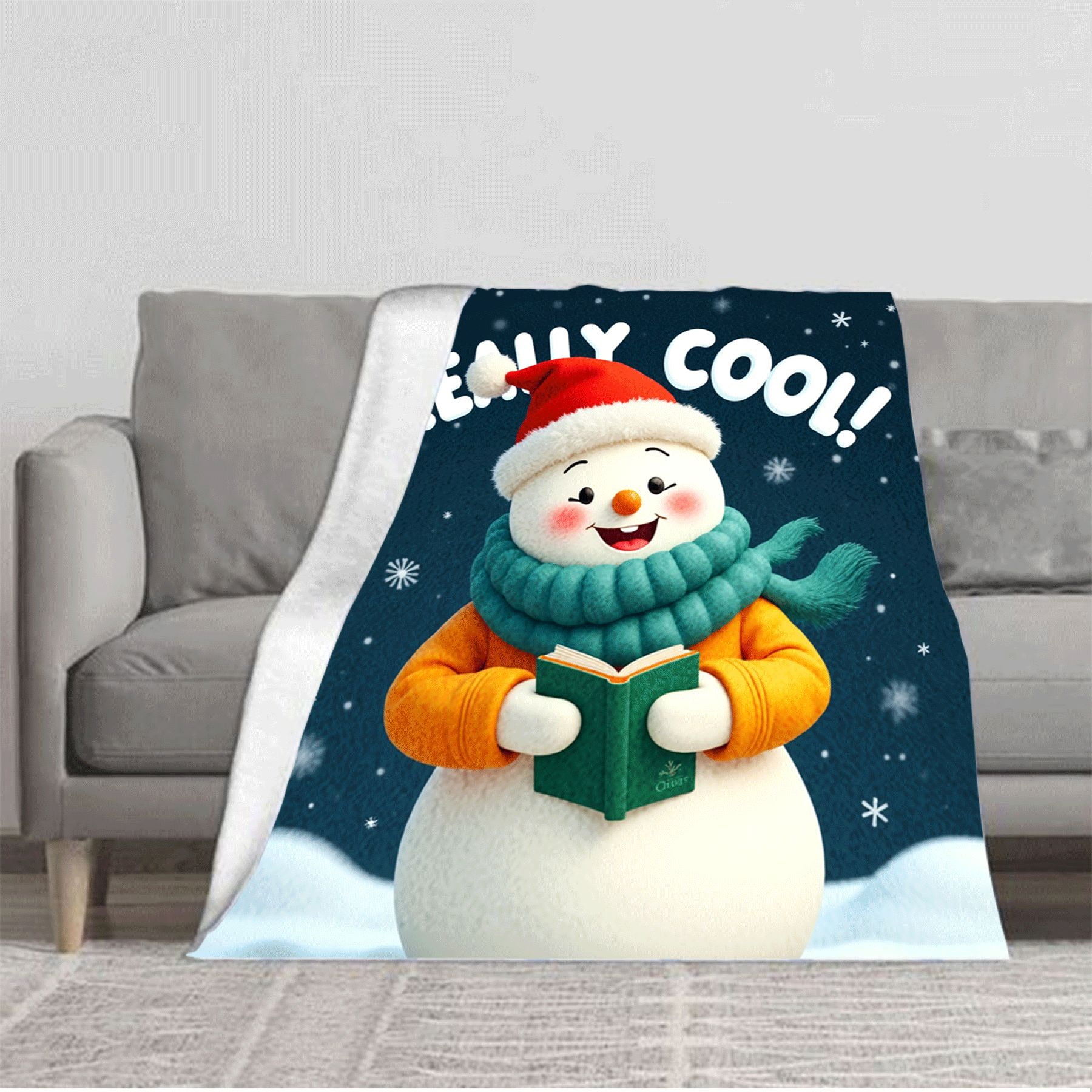 Durable Soft & Warm Flannel Blanket - Cozy Snowman Design with Red ...