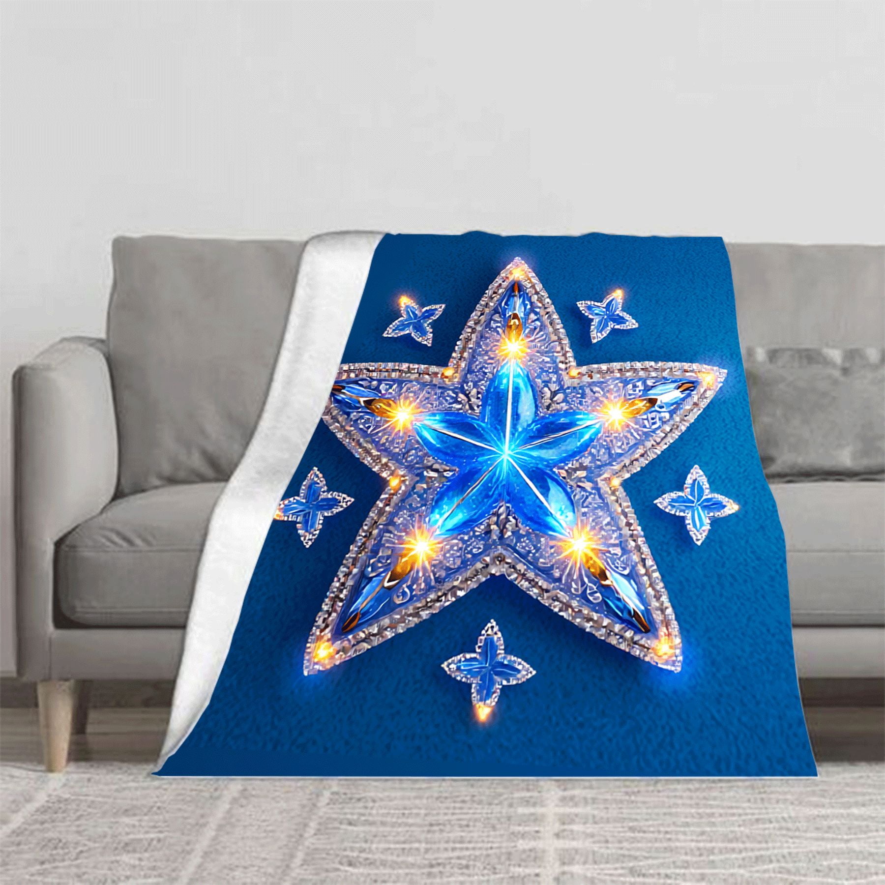 Durable Soft & Warm Flannel Blanket - Cozy Star Pattern Design with ...