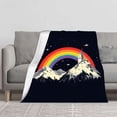 Durable Soft & Warm Flannel Blanket - Cozy Starry Night & Rainbow ...