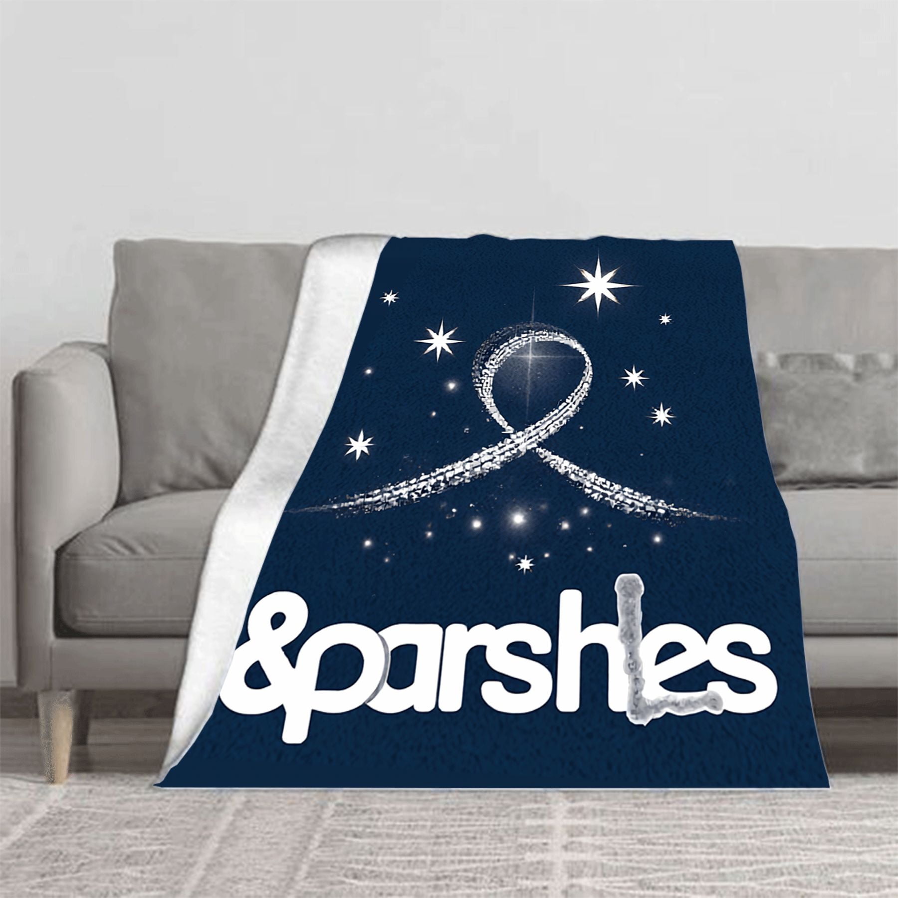 Durable Soft & Warm Flannel Blanket - Cozy Starry Ribbon Design for ...