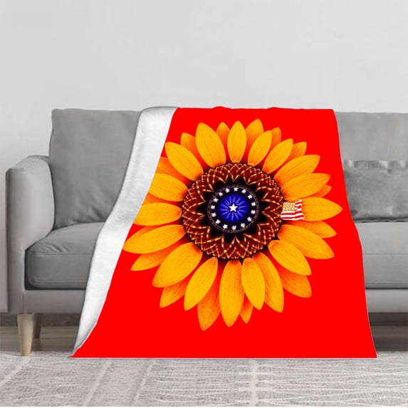Durable Soft & Warm Flannel Blanket - Cozy Sunflower Design with Stars ...