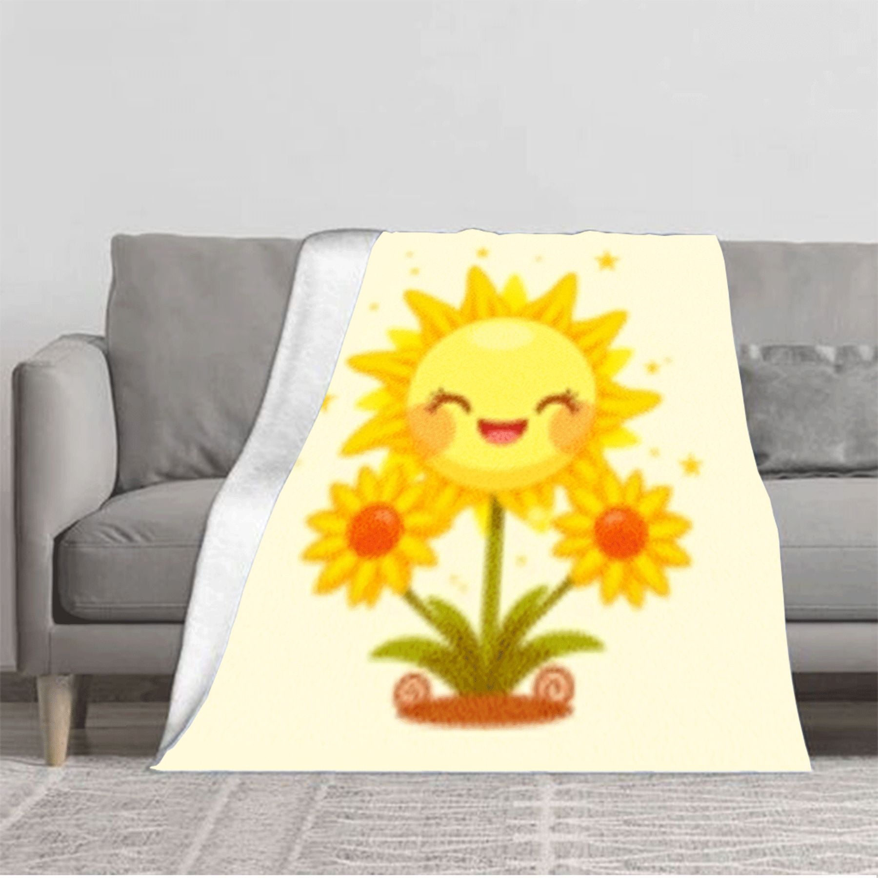 Durable Soft & Warm Flannel Blanket - Cozy Sunflower Pattern for Sofa ...