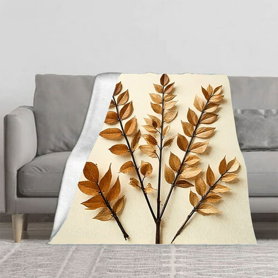 Durable Soft & Warm Flannel Blanket - Cozy Symmetrical Leaf Pattern ...