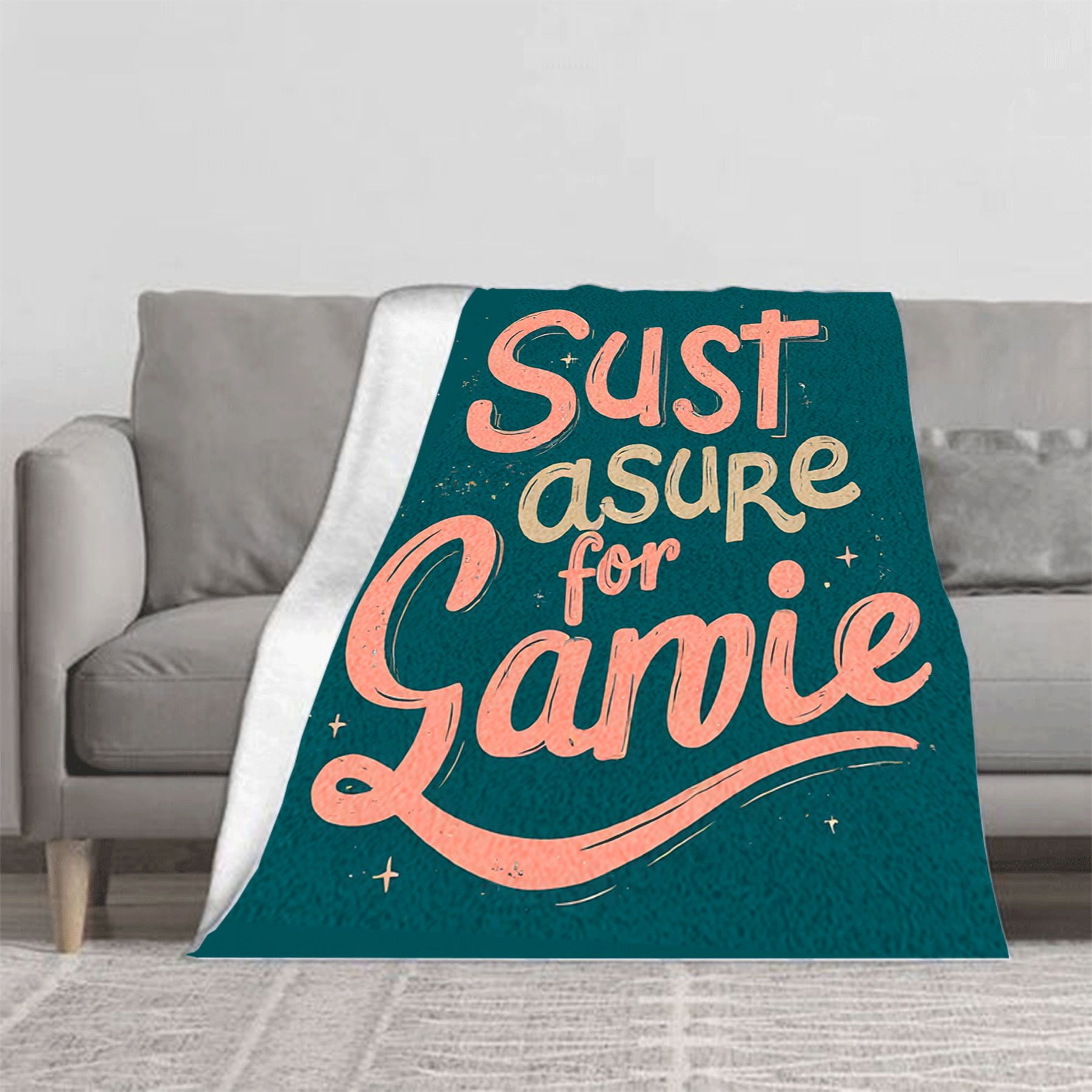 Durable Soft & Warm Flannel Blanket - Cozy Teal Design with Playful ...