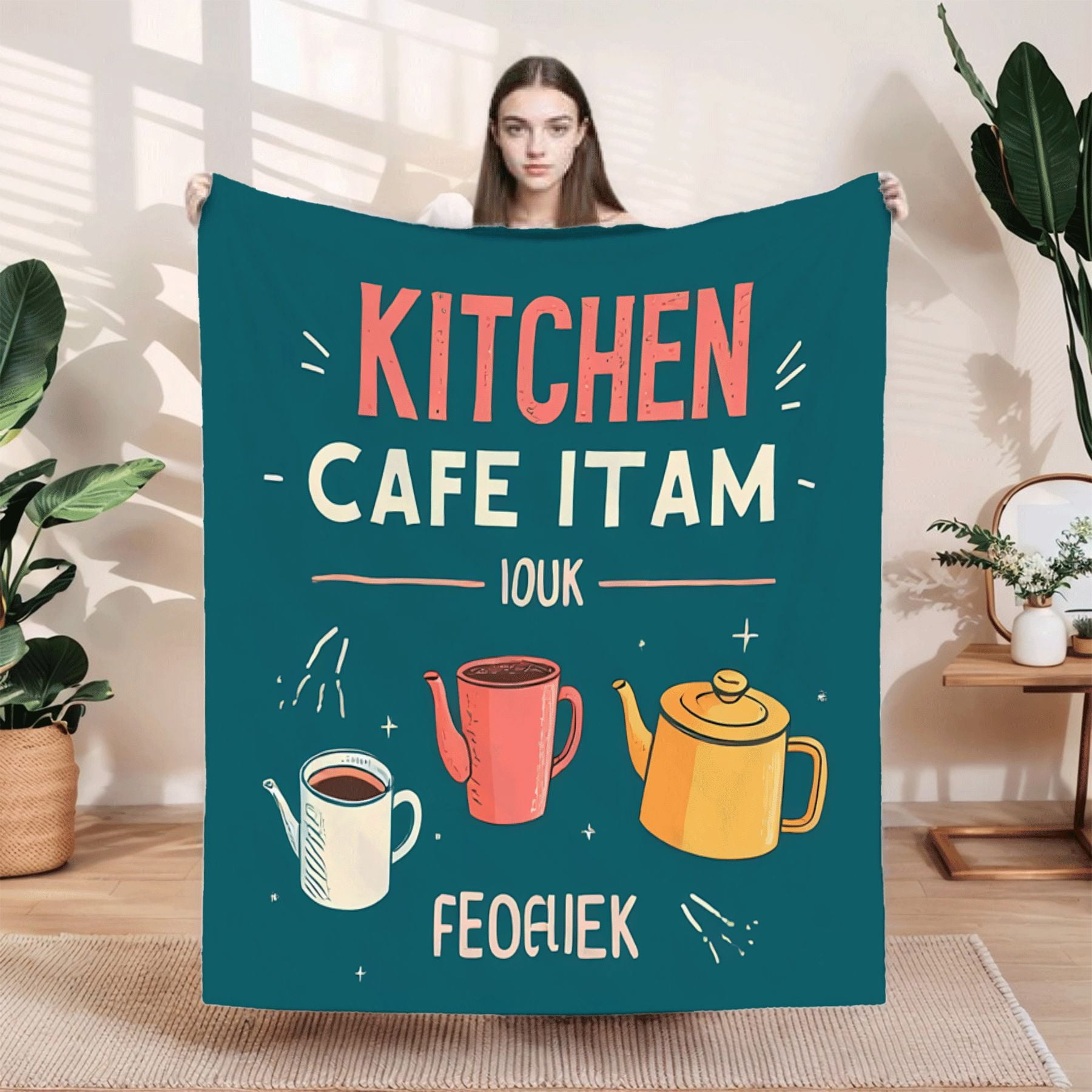 Durable Soft & Warm Flannel Blanket - Cozy Teal Design with Playful ...