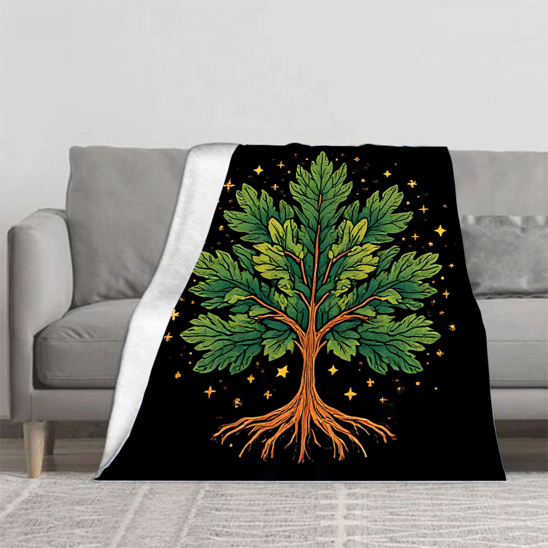 Durable Soft & Warm Flannel Blanket - Cozy Tree Design with Vibrant ...