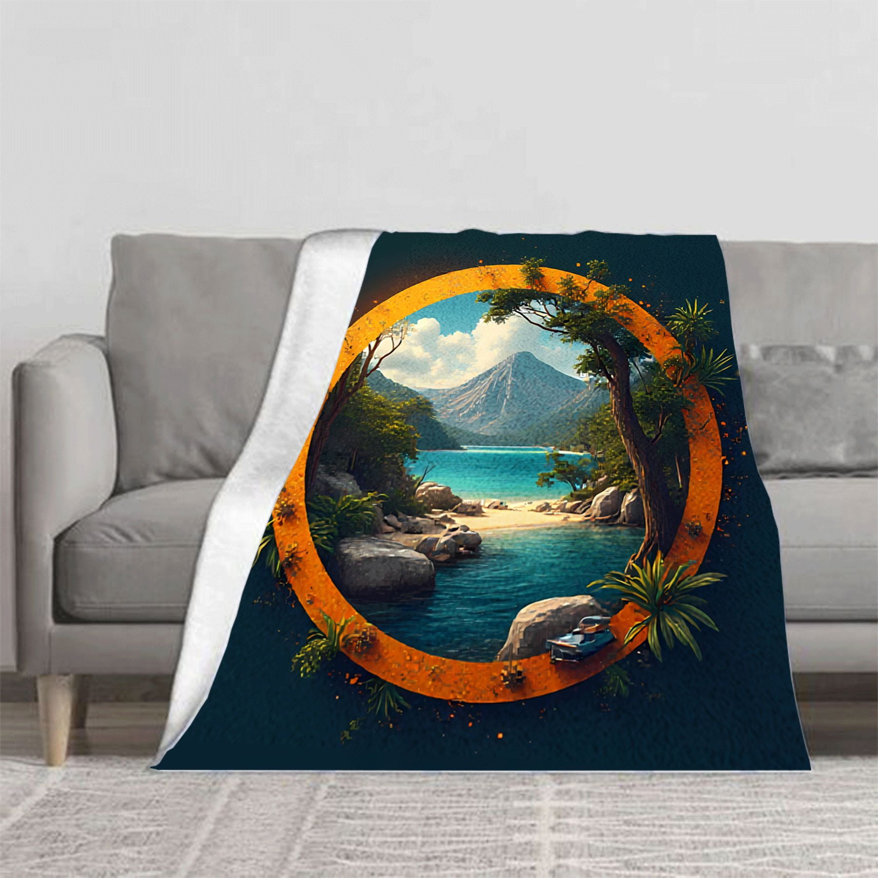 Durable Soft & Warm Flannel Blanket - Cozy Tropical Landscape Design ...