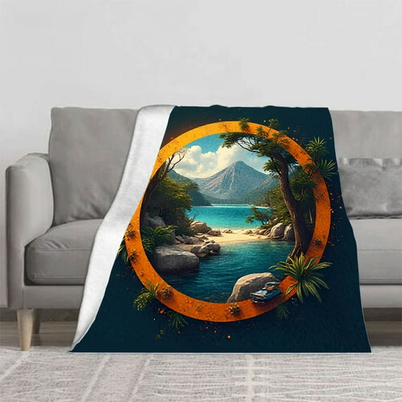 Durable Soft & Warm Flannel Blanket - Cozy Tropical Landscape Design ...