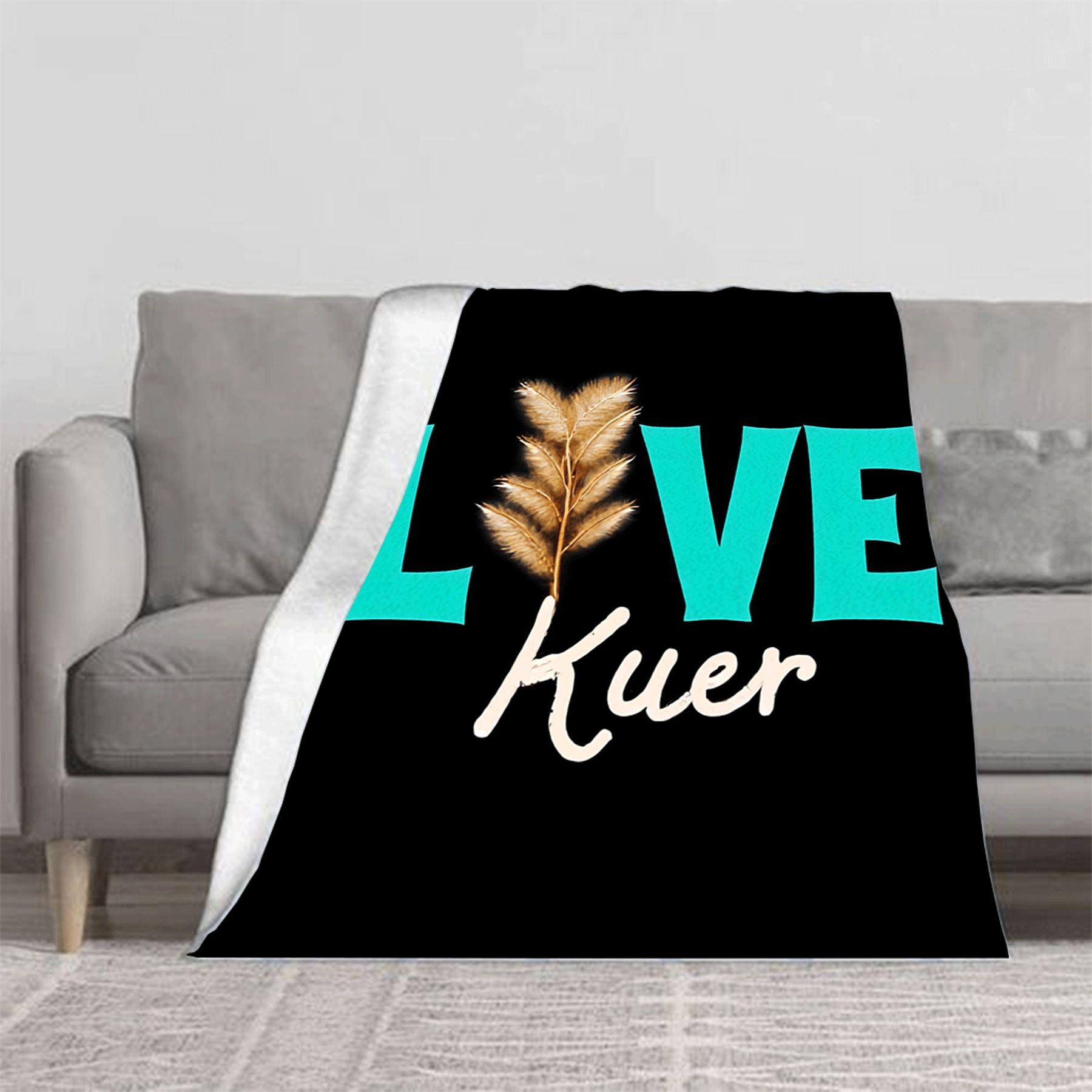 Durable Soft & Warm Flannel Blanket - Cozy Turquoise & White LOVE ...