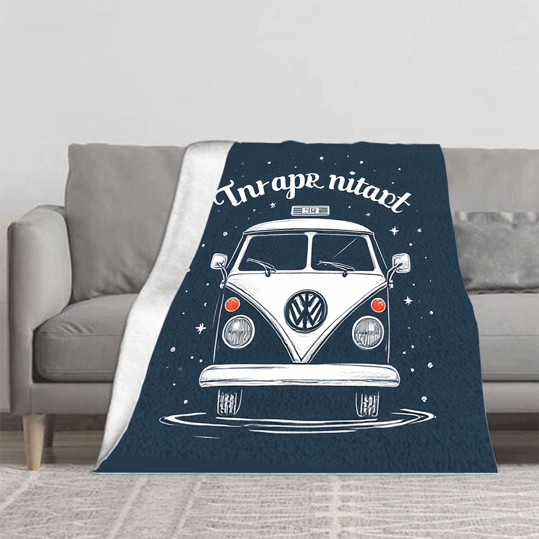 Durable Soft & Warm Flannel Blanket - Cozy Vintage Bus Design Perfect ...